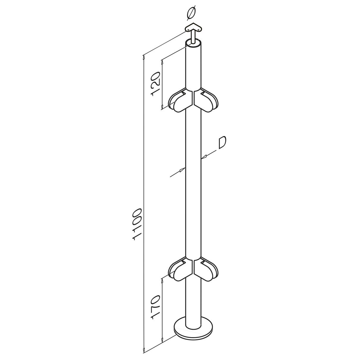 Pre-Assembled Glass Balustrade Round Corner Post with Fixed Handrail ...