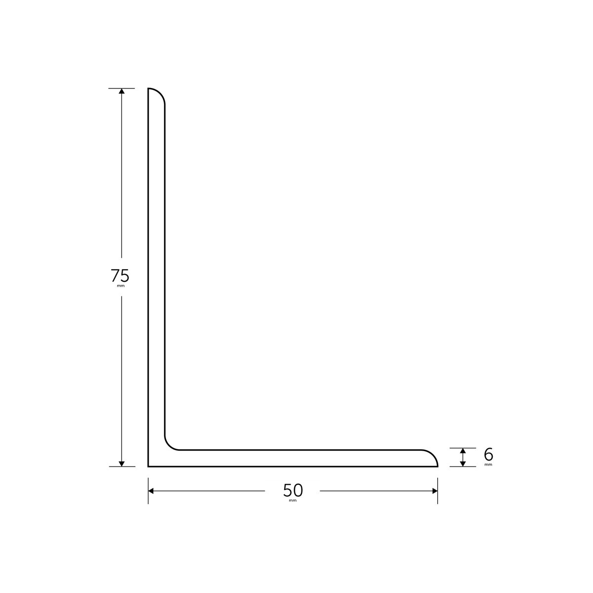 75 x 50 x 6mm - 6m Mild Steel Angles - BSEN10025-2 S275JR | IMS
