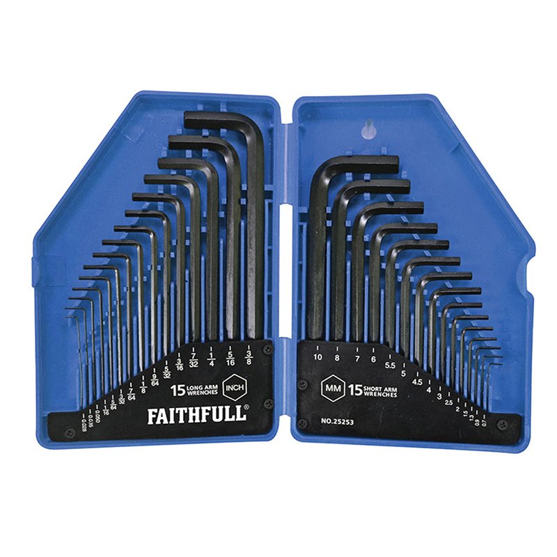 Faithfull - Metric/Imperial Hex Key Set, 30 Piece | IMS