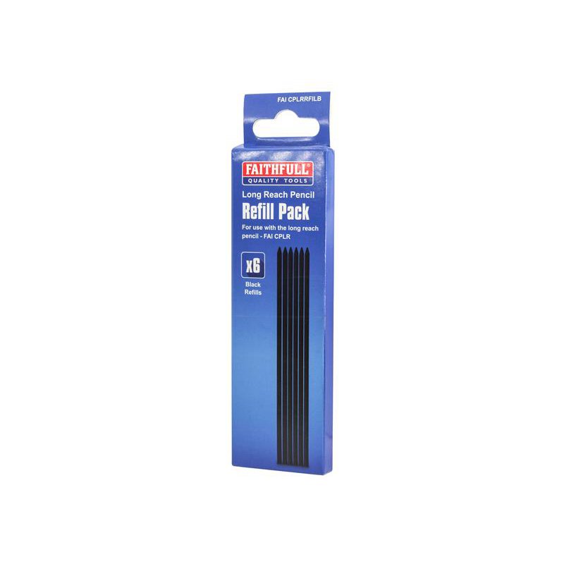 Faithfull - Black Pencil Marking Refill Pack, 6 Piece | IMS