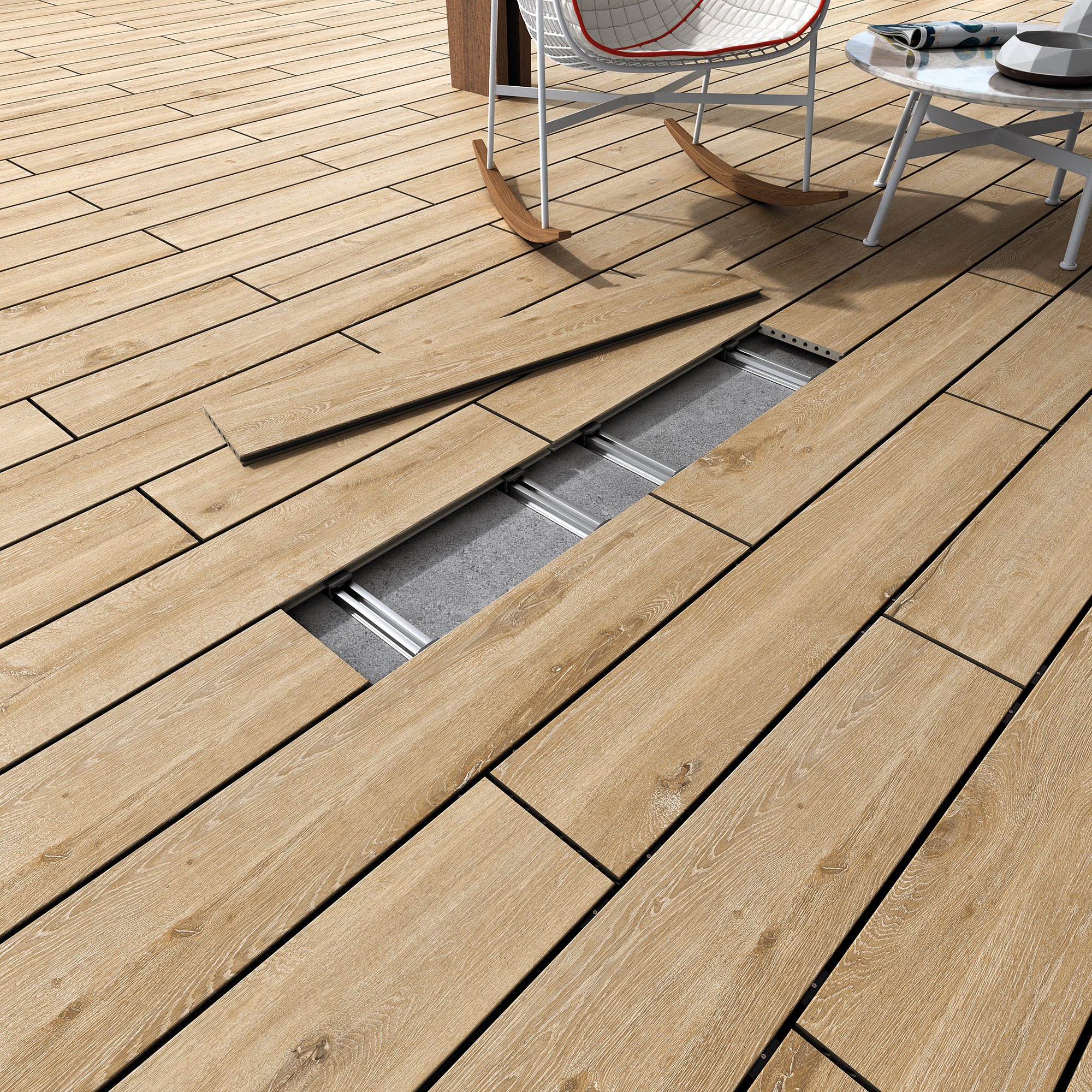 A1 EazyDeck - Porcelain Decking Board - Oak | IMS