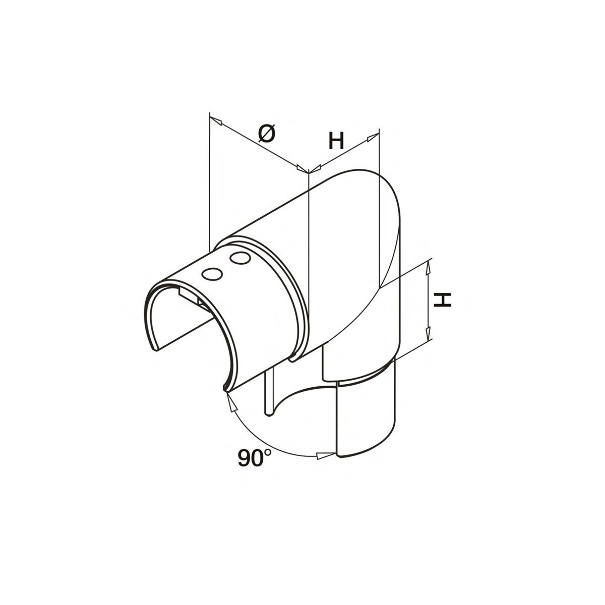 EazySlot 90 Degree Vertical Slotted Handrail Connector | IMS