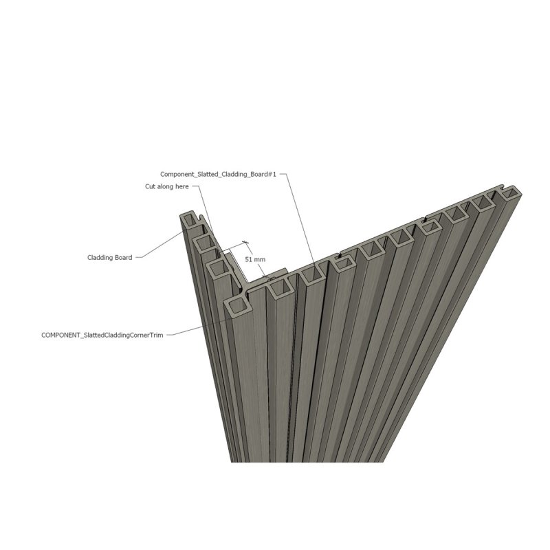 Ecoscape Forma - Silver Birch Composite Slatted Cladding Corner Trim | IMS
