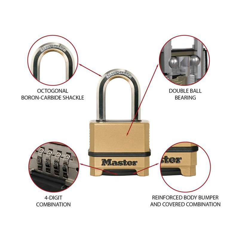Master Lock - Excell 4-Digit Combination 50mm Padlock - 38mm Shackle | IMS